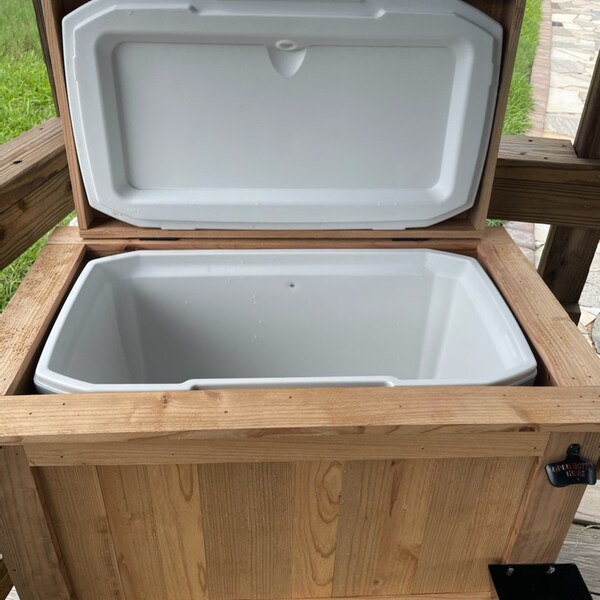 HUGE 70-QT Oversized Rustic Ice Chest Cooler Stand With Brass Drain ...