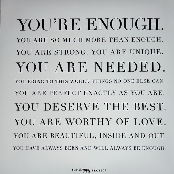 You're Enough Canvas | Inspirational Message | Print Poster | Positive ...