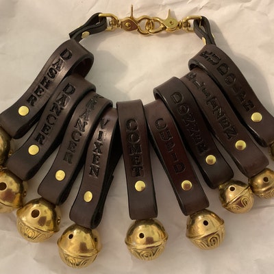 Santa Reindeer Calling Bells havana Brown W/brass Bells Jingle ...