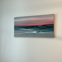 Large Earthy Ocean Art, 24 X 48 Inch Abstract Landscape Painting ...