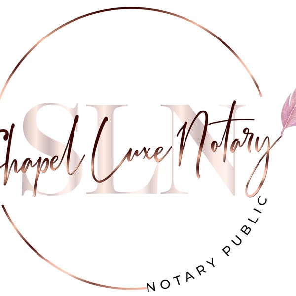 Beautiful Rose Gold Notary Logo Design, Feather Pen Logo, Metallic Logo ...