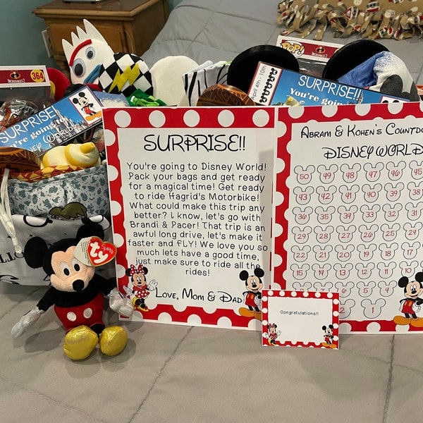 Theme Park Trip Reveal Printable Bundle // Editable PDF Letter ...