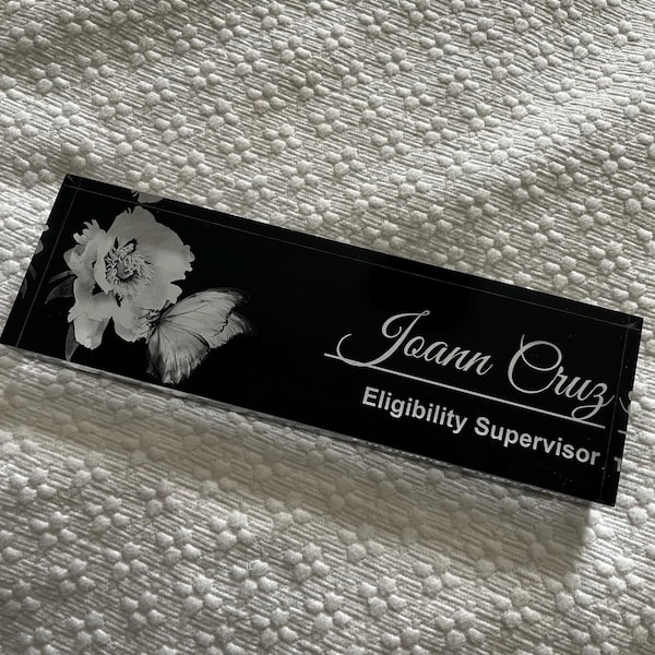 Customized Acrylic Name Plate Block Personalized Office Desk Sign ...