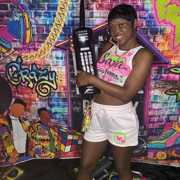 Custom Personalized Airbrush Name Booty Shorts Crop Top Set| 90s ...