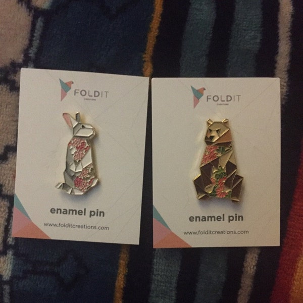 Origami Brown Bear Enamel Pin,bear Enamel Pin,bear Pins,bear Gifts ...