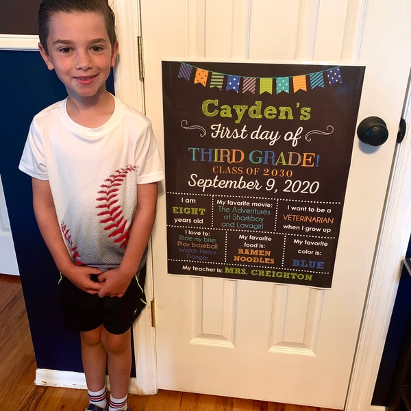 First Day of Kindergarten Sign BOYS, First Day of School Sign ...