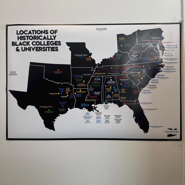 HBCU Locations White Map, HBCU Wall Art, Printed Poster - Etsy