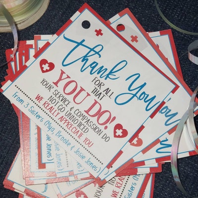 Nurse Appreciation Gift Tag, Thank You Frontlines Worker, Medical ...