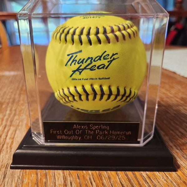 Clear SOFTBALL Display, With Name Plate | HOME RUN or Game Ball Display ...