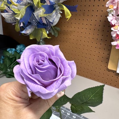 10 Stems Real Touch Plum Purple Roses Silk Artificial Flowers petals ...