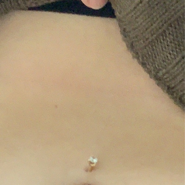 14k Solid Gold Belly Button Ring Navel Piercing Round Shape Two Stones ...