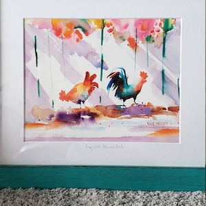 Key West Print Rooster Art Print Chicken Painting Tropical | Etsy