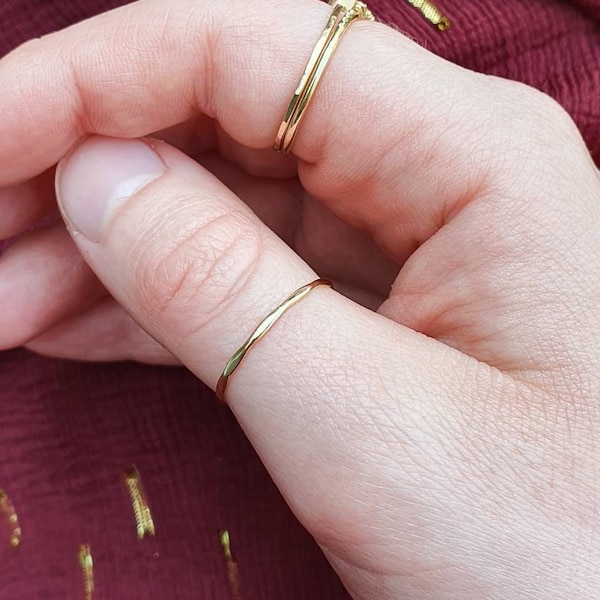 9ct Gold Stacking Ring, 9ct Gold Ring, Hammered Stacking Ring, Gold ...