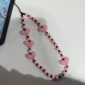 Phone Charm Pastel, Phone Charm Pink, Beaded Phone Strap, Phone Charm ...