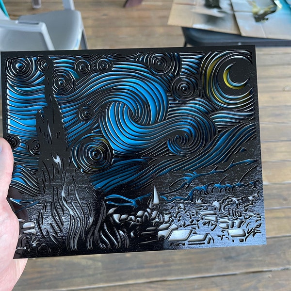 Starry Night - 5 Layer Laser Cut Files, Multilayer SVG DXF for CNC ...