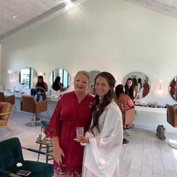 Maxi Ivory Bridal Robe Floor Length Wedding Kimono for Bride Long Satin ...