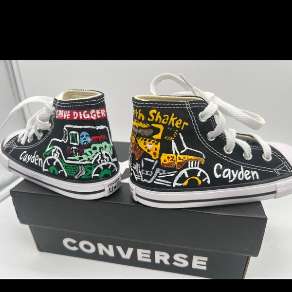 Hand Painted Monster Truck Vans Monster Truck Shoes Vans Grave Digger ...