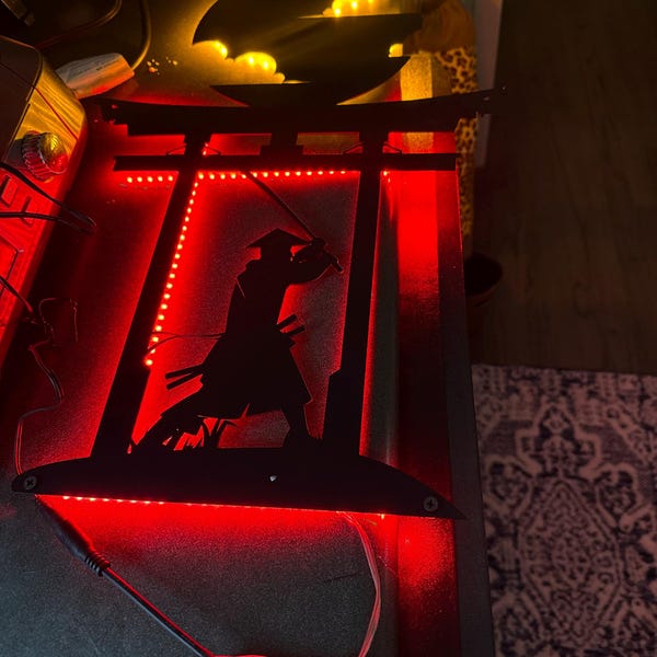 Samurai LED Wall Decor: Metal Night Light, Japanese Art - Etsy