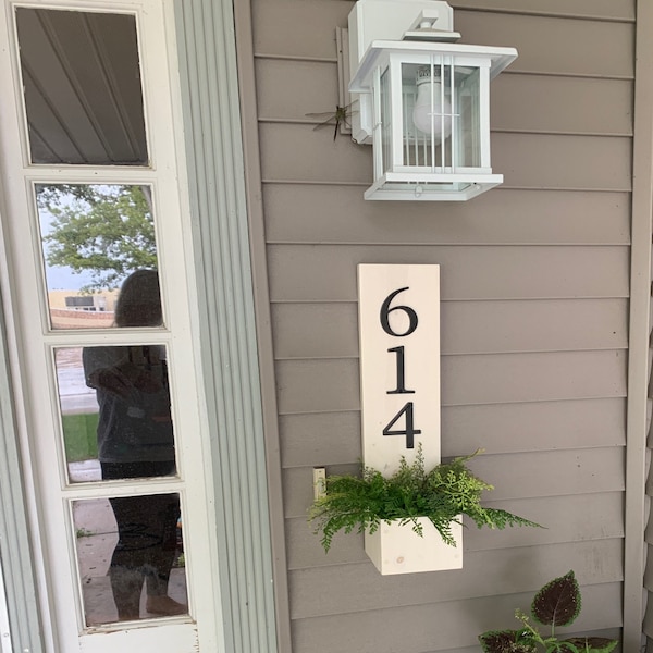 Address Sign Planter Box, Address Plaque, Address Planter Box, Rustic ...