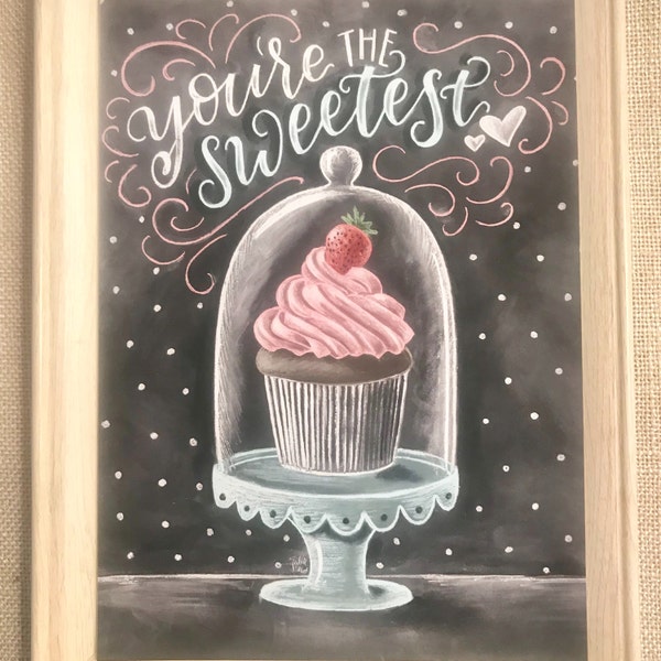 Cupcake Art, Chalkboard Art, Cupcake Print, Valentine's Day, Love Sign ...