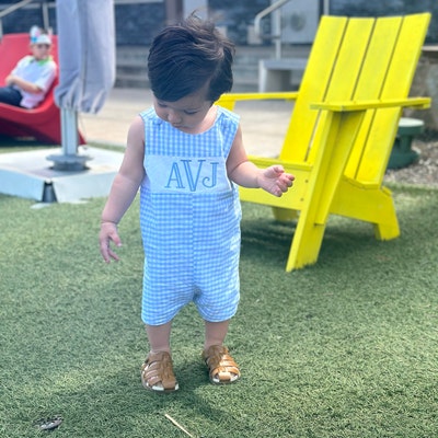 Boys Classic Blue Gingham Jon Jon, Monogrammed Jon Jon - Etsy