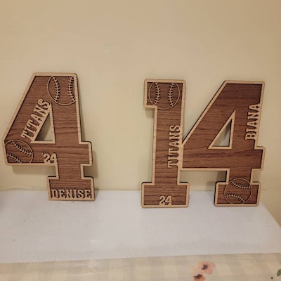 Custom Athlete Number Plaque, Homecoming Gift, Sports Number Wood ...