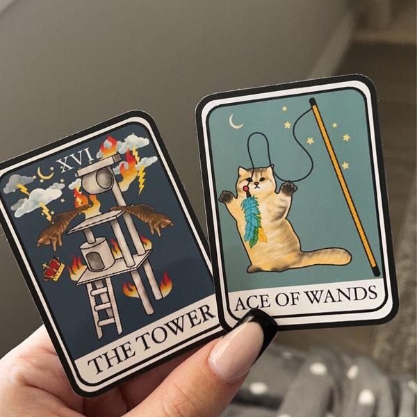 Tarot Card Cat Sticker Sparkle Holographic Edition/ Cat Lover Gift/ Pet ...