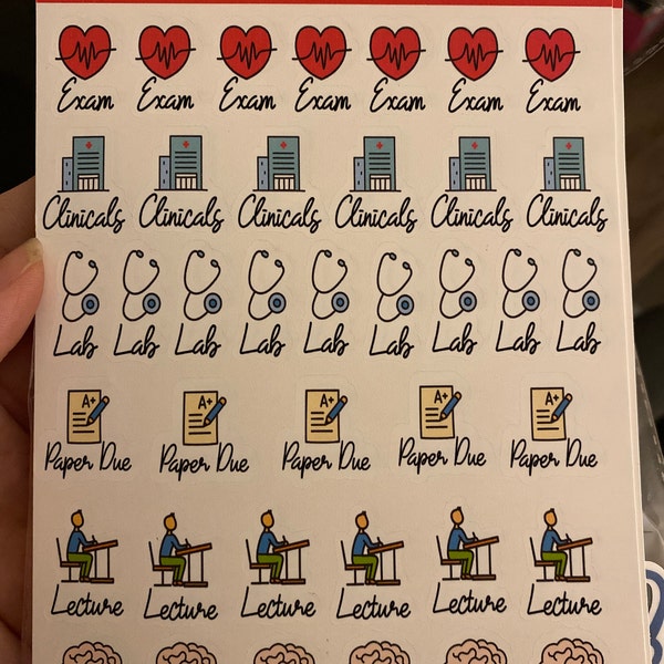 Nursing School Planner Stickers: Clinical, Exam, and Study - Etsy