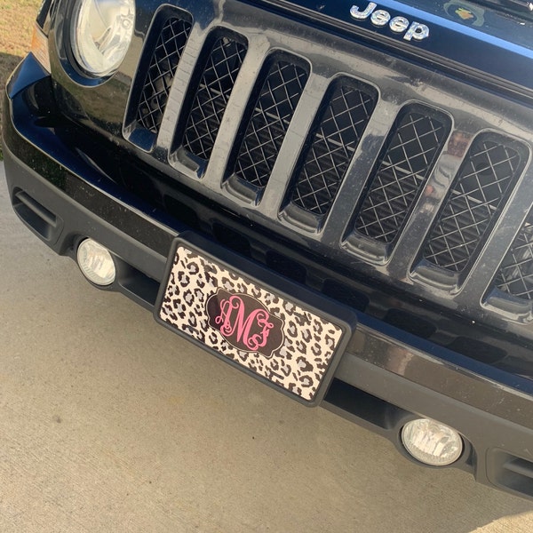 Leopard Personalized License Plate, Pale Pink, White Leopard Name Car ...