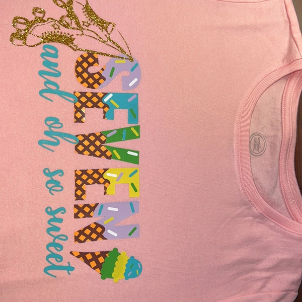 Seven and Oh so Sweet SVG, Seven Svg, Seventh Birthday Svg, Ice Cream ...