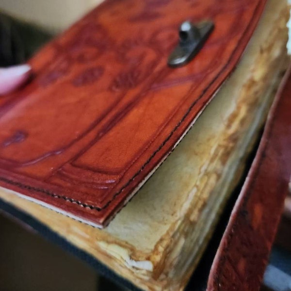 Leather Journal Gothic Notebook the Raven Grimoire Print - Vintage ...