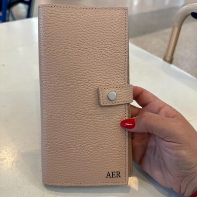 Personalized Travel Wallet Leather Organizer, Light Blue Leather Travel ...