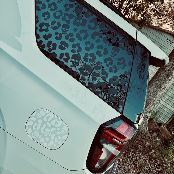Skull Leopard Print Car Decal, Car Window Decal, Vinyl Decal Sticker ...
