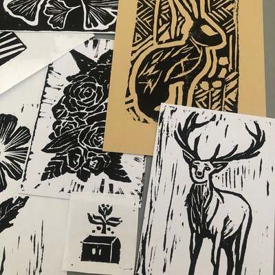 12 Simple Daisy Flowers Linocut Woodcut Tracing Designs A5/a4/8.5x11 ...