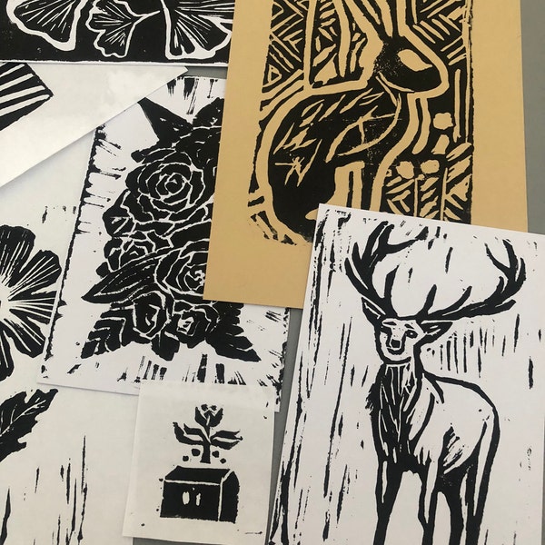 12 Abstract Fun Owls Linocut Woodcut Tracing Designs - A4 A5 A6 & US ...