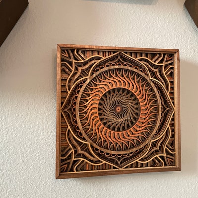 Mandala Wood Wall Art 7 Layered Framed Mandala Laser Cut Home Décor ...
