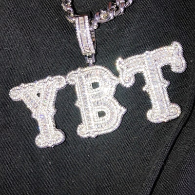 Custom Icy Baguettes Nameplate Necklace Cuban Chain CUSTOM Name ...