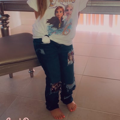 Distressed Frozen Jeans // Kids Jeans // Elsa // Anna // Frozen ...