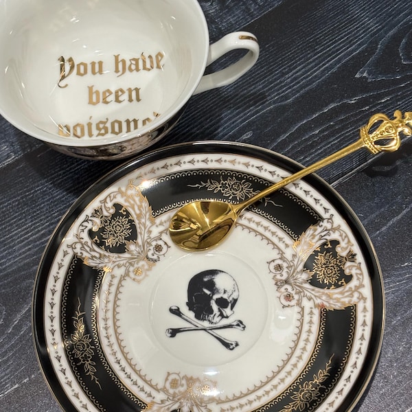 Four 22k Gold Spooky Halloween Potion/spells/witches Brew/poison Teacup ...