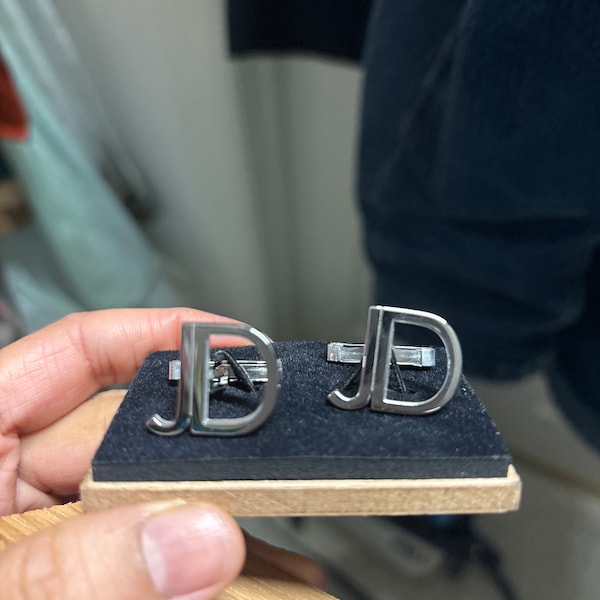 Sterling Silver Initial Cufflinks – Personalized Wedding Gift for Him - Etsy