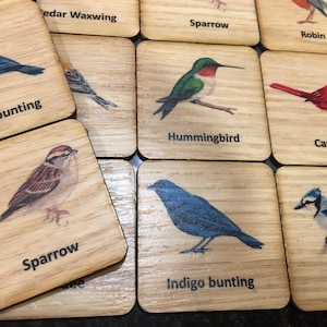 Wooden Birds Memory Game, Montessori Toys, Wood Animals Matching Cards ...