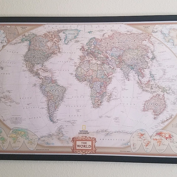 World Map Print: National Geographic Political Style (personalized ...
