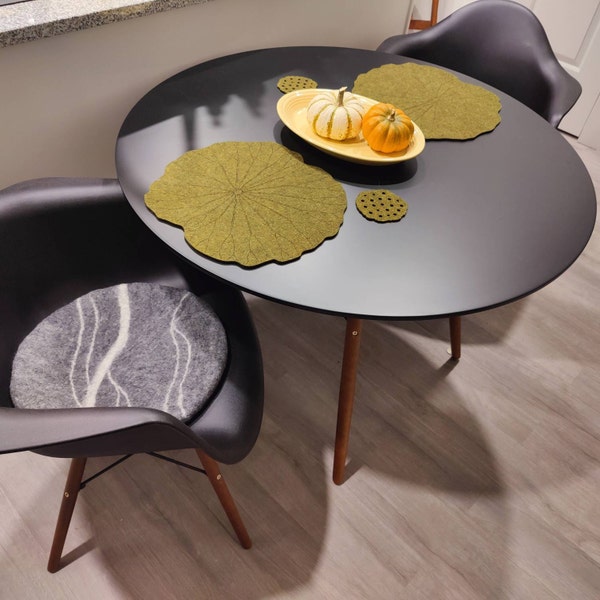 Large Wool Chair Cushion/ Wool Chair Pad/ Round Chair Pad/handmade Felt ...