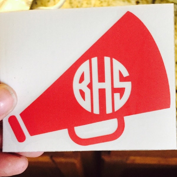 Cheer Megaphone Monogram Decal - Etsy