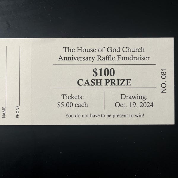 Custom Printed Numbered Raffle Tickets With Perforated Stub for ...