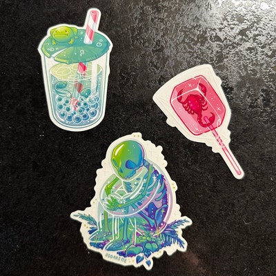 Rainbow UFO Sticker Transparent Sticker Vinyl Sticker Die Cut Sticker ...