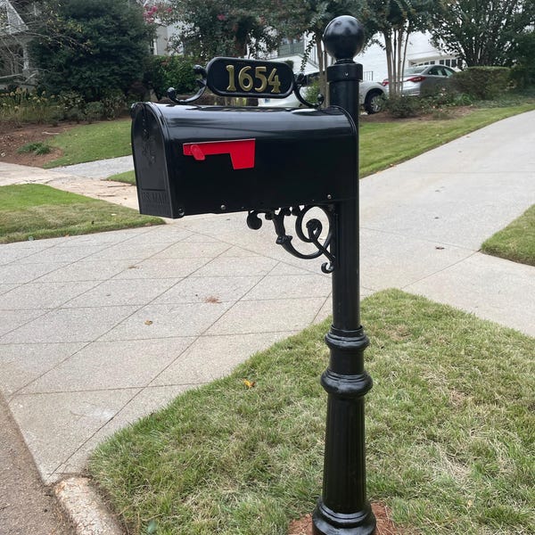 Mailbox With White Vinyl Post, Decorative Base, and Federation Style ...
