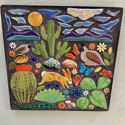 Mosaic Tile Kit, Desert Landscape Mosaic, Southwest Desert, Handmade ...