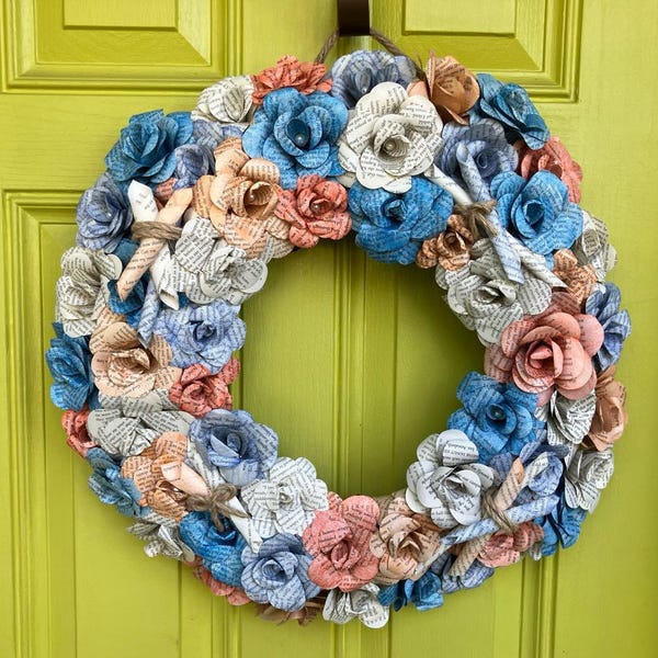 Book Page Paper Flowers Handmade to Order With Custom Colors Quantity 6 ...