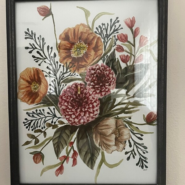 Fall Wildflower Bouquet Watercolor, Fall Florals, Fall Floral Bouquet ...